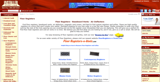 Installerstore – NEW Browse Floor Register Sizes | Installerstore.com Blog
